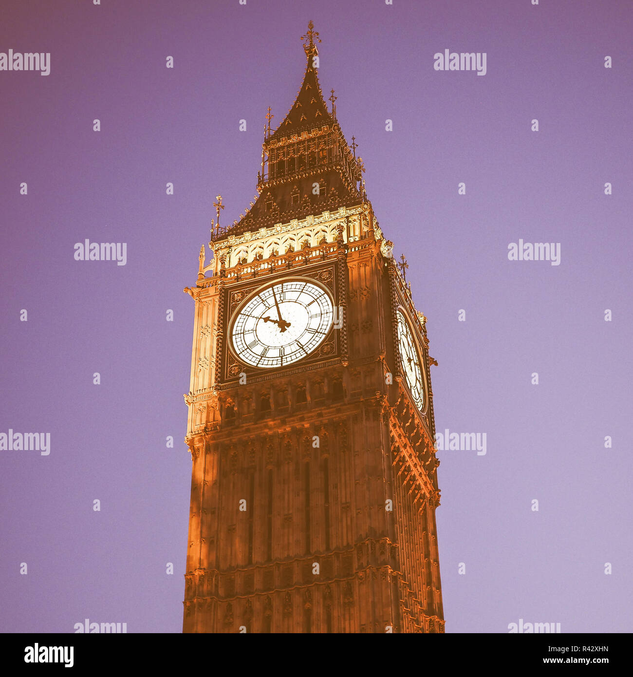 Retro looking Big Ben in London Stock Photo - Alamy