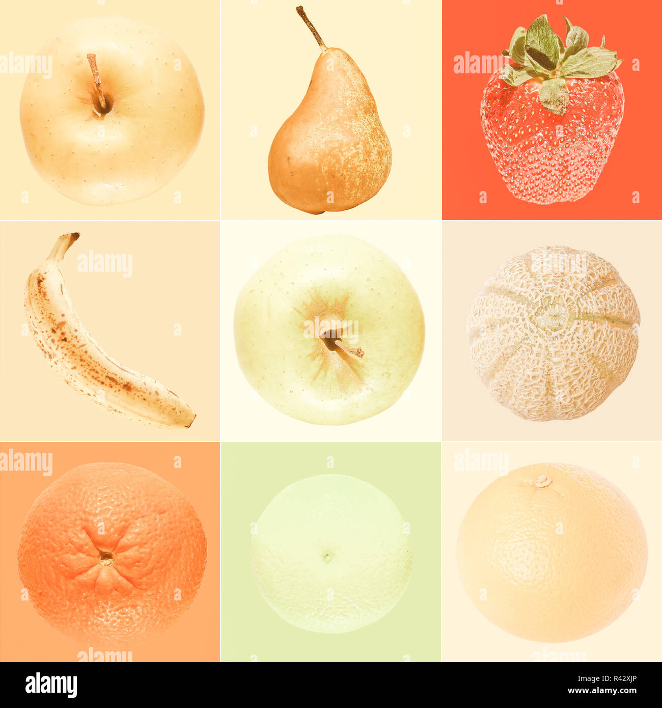 Retro looking Fruit collage Stock Photo - Alamy