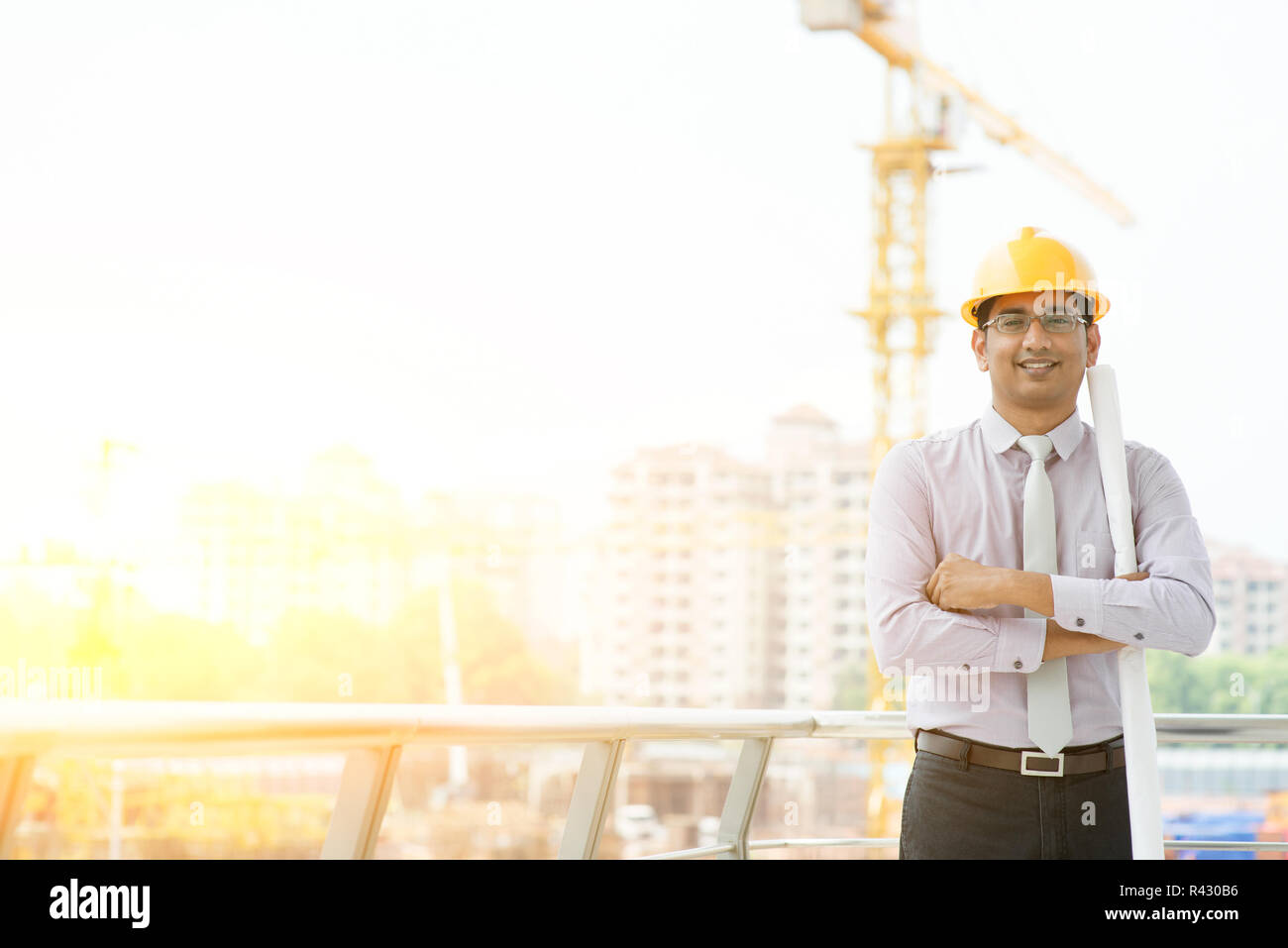 Asian male site contractor engineer portrait Stock Photo - Alamy