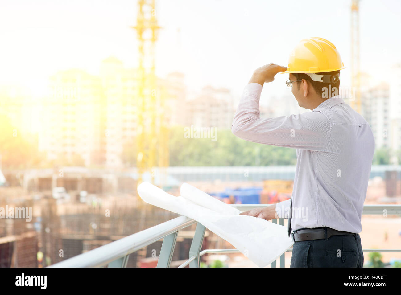 Asian Indian male site contractor engineer on site Stock Photo - Alamy