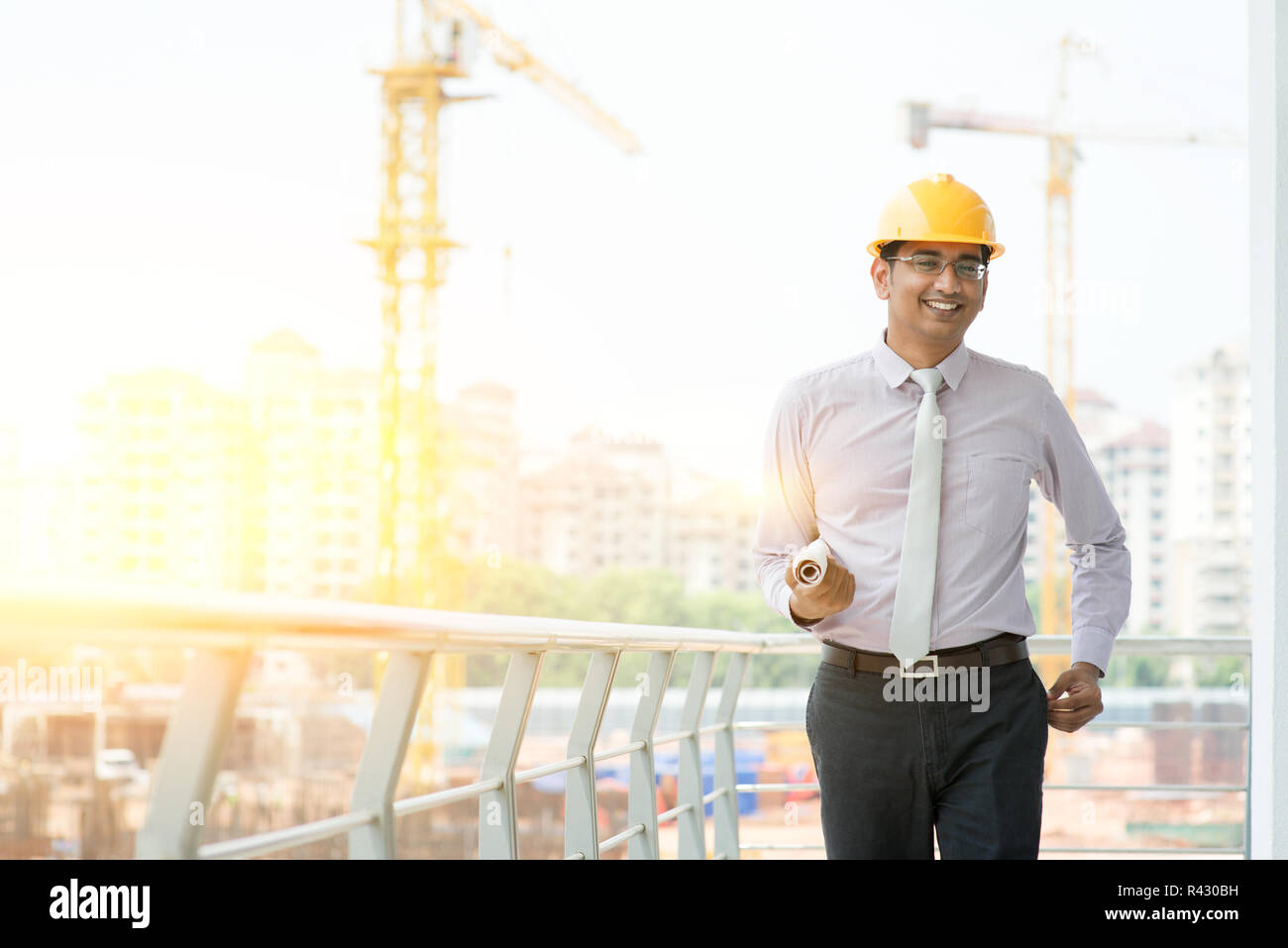 Indian male engineer inspecting site hi-res stock photography and ...
