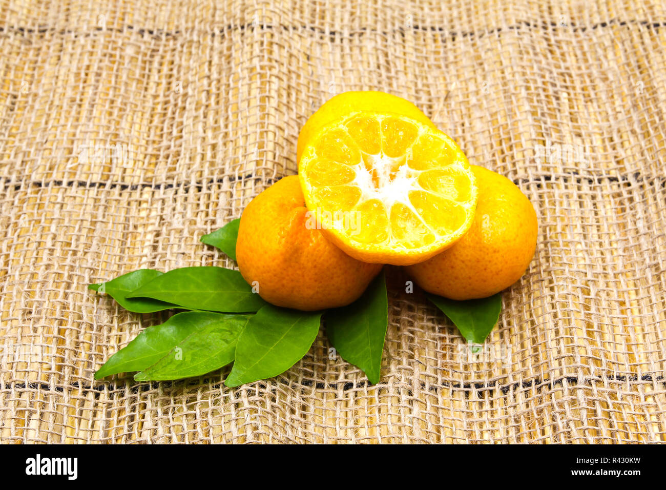 Fresh Orange on the sack Stock Photo - Alamy
