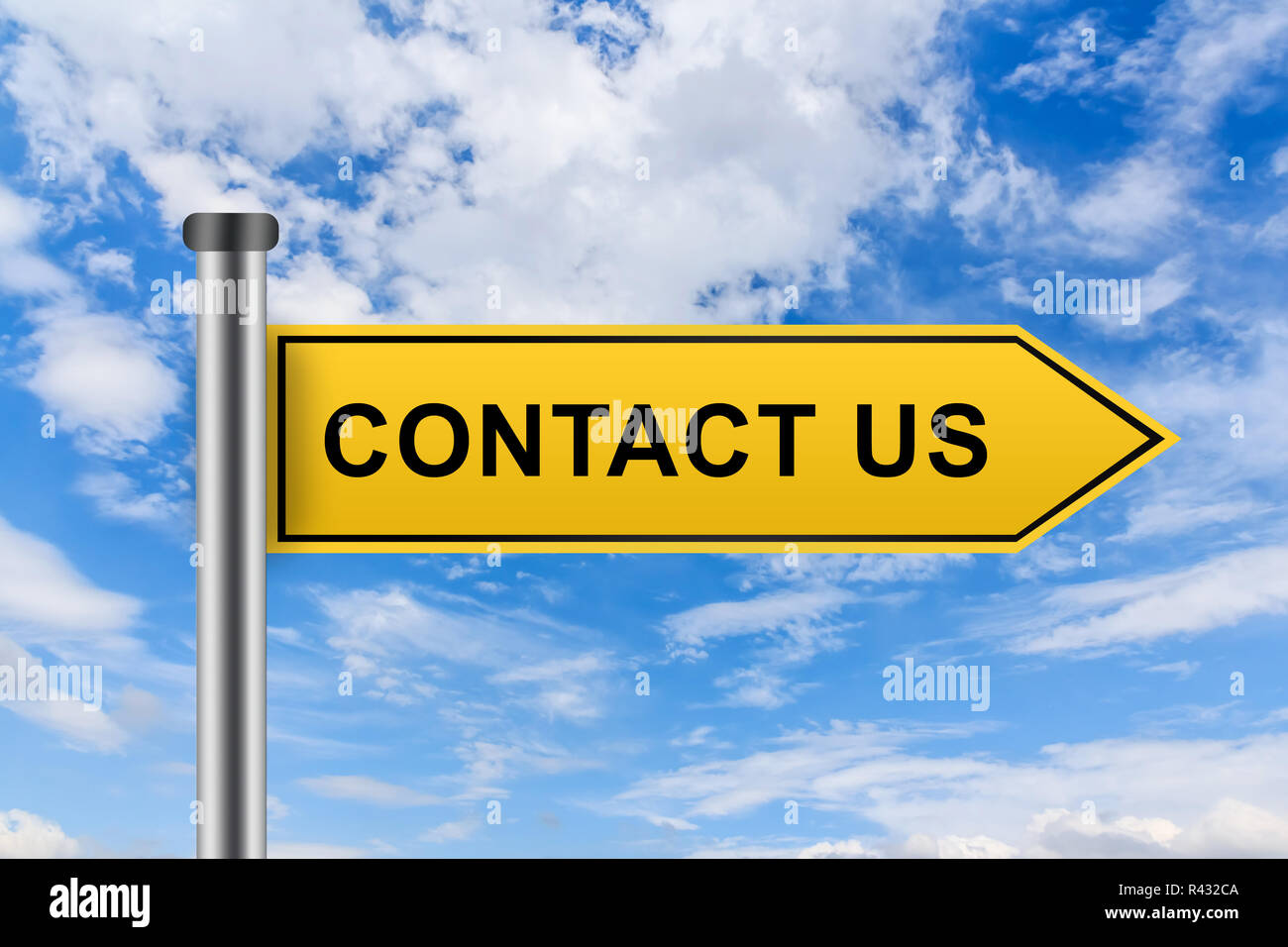 yellow road sign with contact us words Stock Photo - Alamy