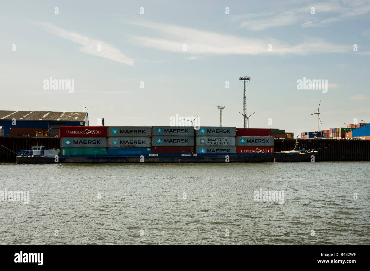 Weser Fluß, Bremen. Deutschland. Germany. A view from a guided tour of ...