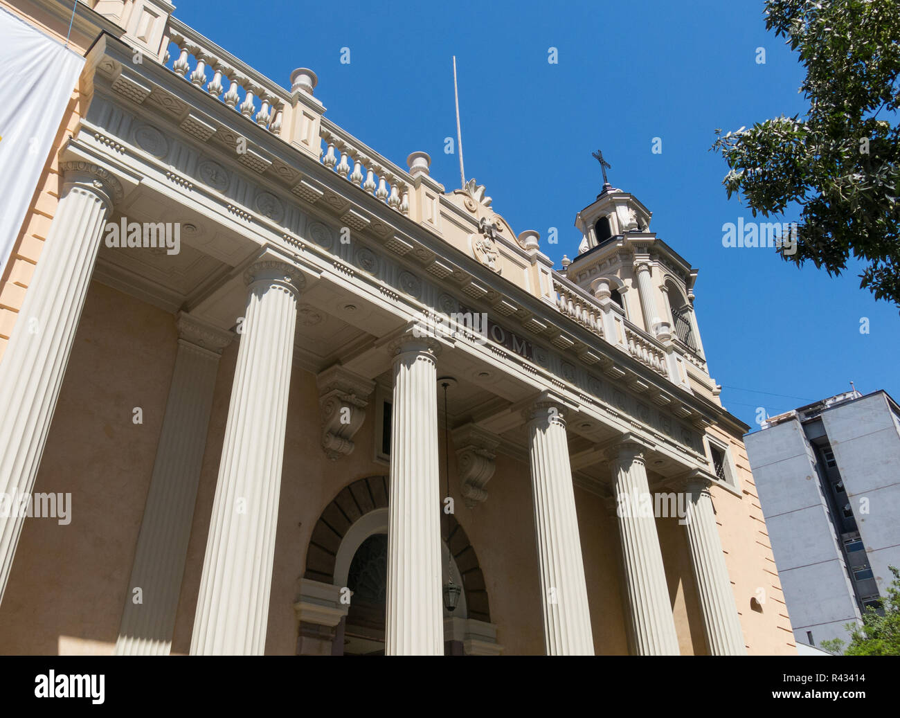 SANTIAGO DE CHILE, CHILE - JANUARY 26, 2018: Church of San Agustín, in ...