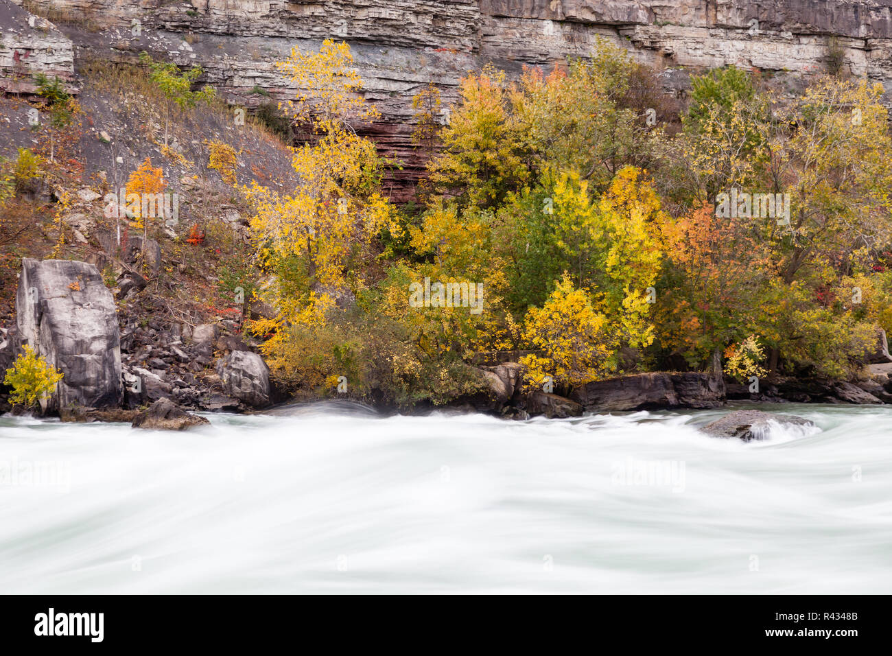 A long exposure of rapids flowing through Niagara Gorge, Canada. The ...