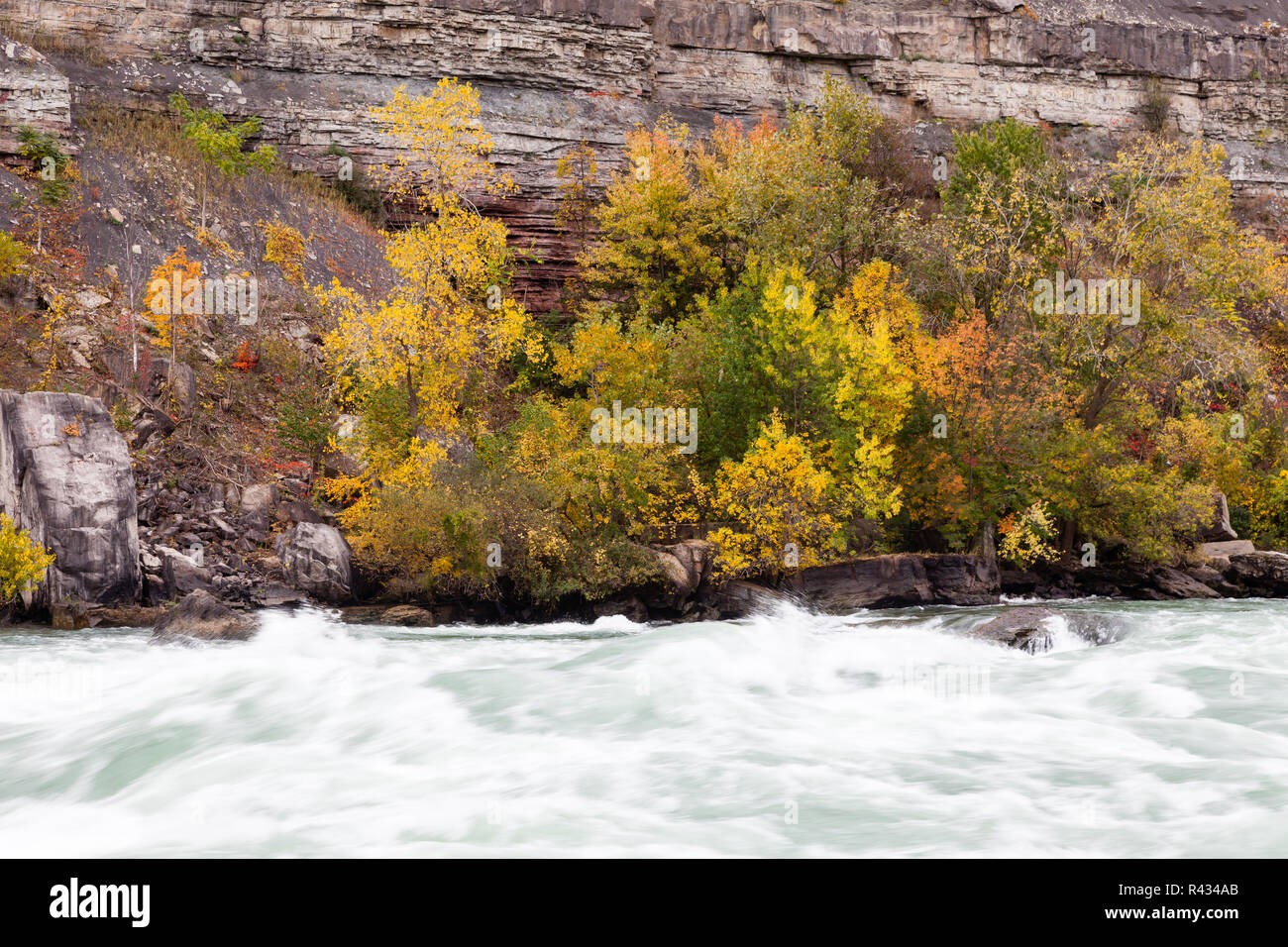 A long exposure of rapids flowing through Niagara Gorge, Canada. The ...