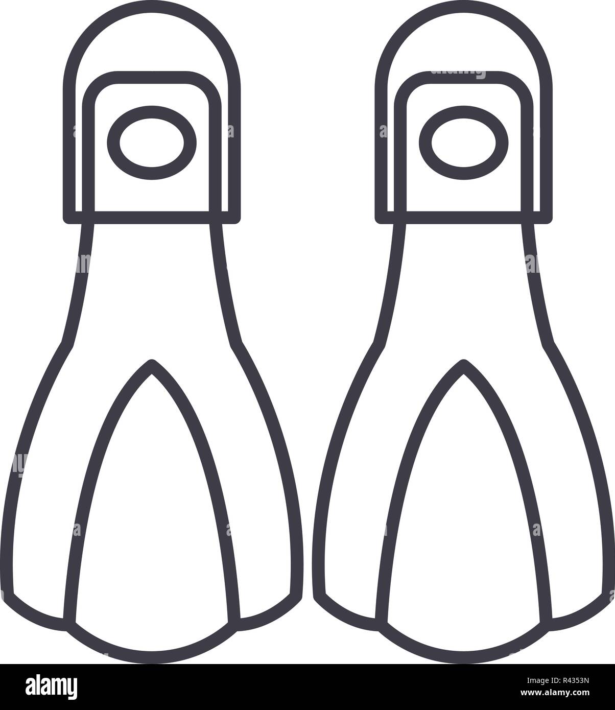 Flippers line icon concept. Flippers vector linear illustration, symbol ...