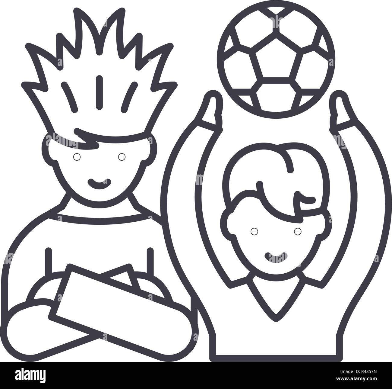 Football fans line icon concept. Football fans vector linear ...