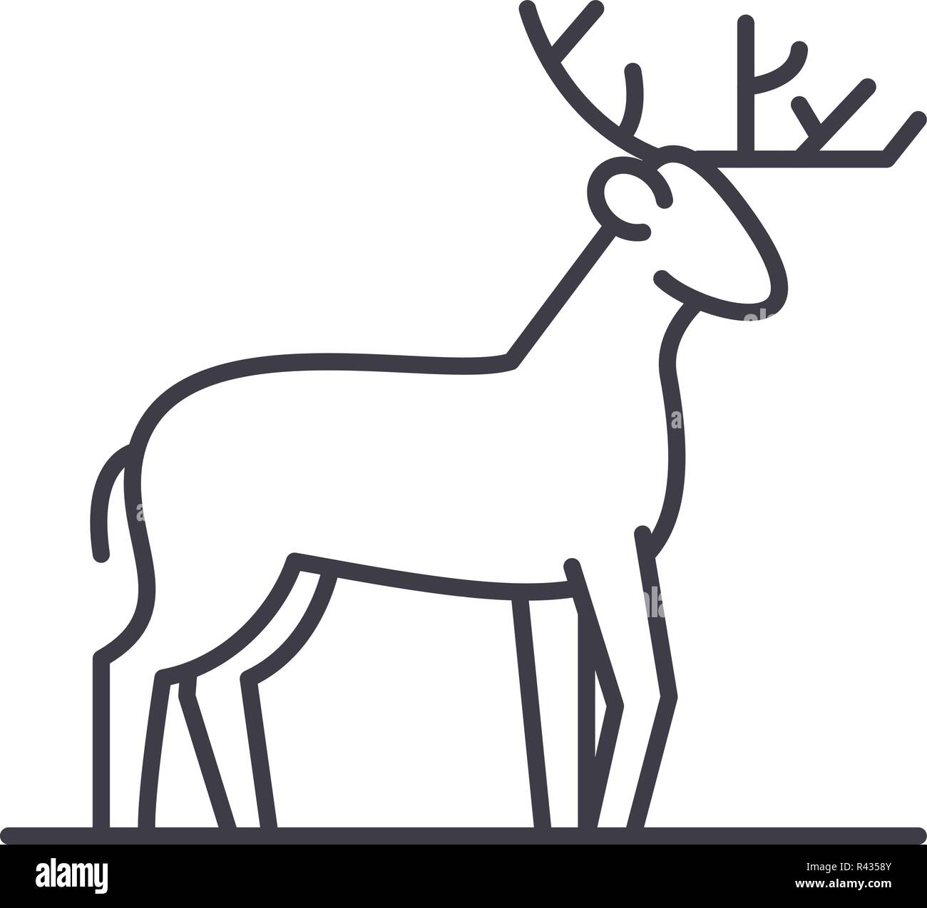 Forest deer line icon concept. Forest deer vector linear illustration ...