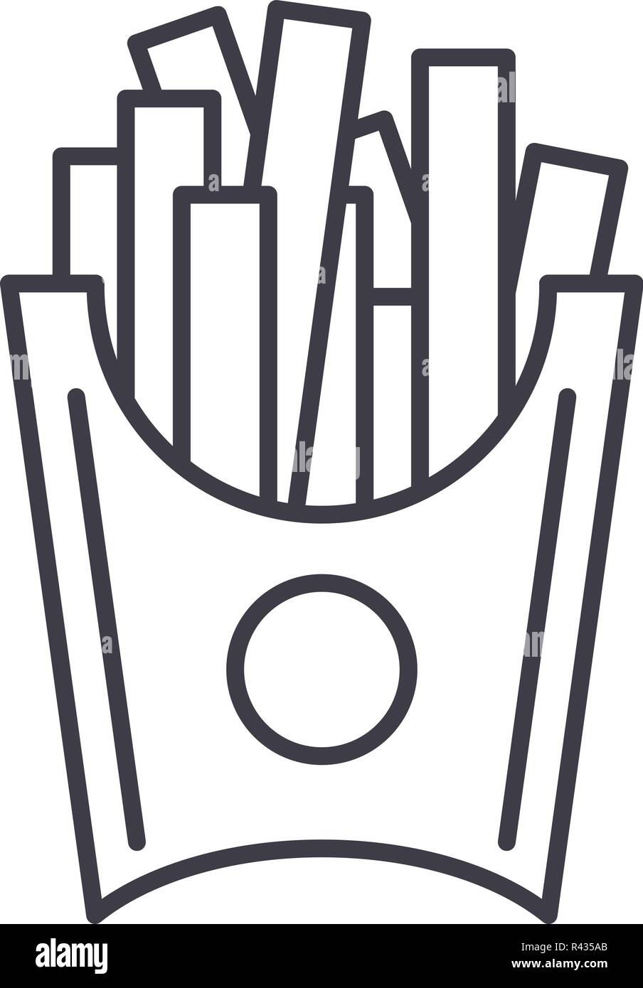 French fries line icon concept. French fries vector linear illustration ...