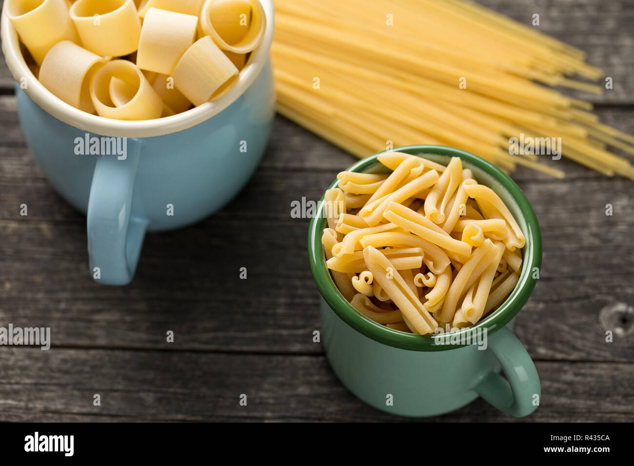 various uncooked pasta Stock Photo - Alamy