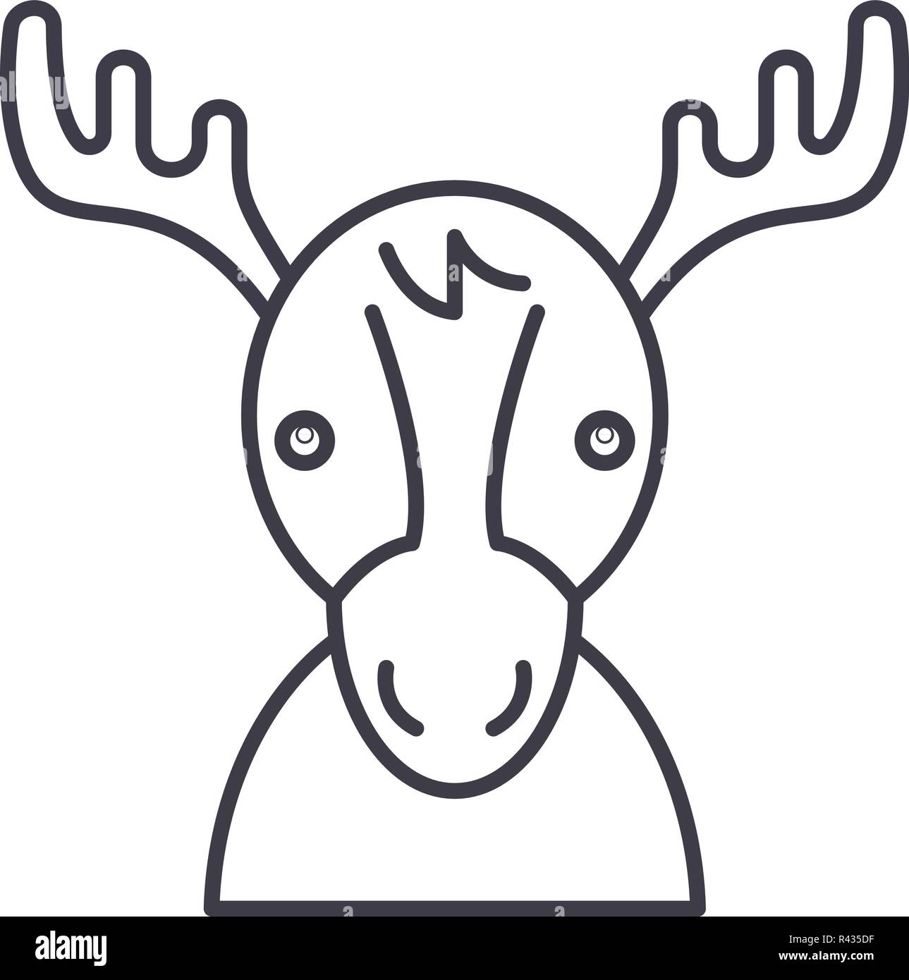 Funny deer line icon concept. Funny deer vector linear illustration ...