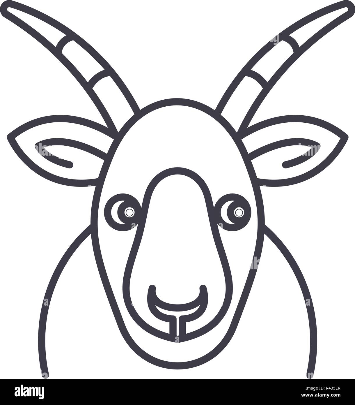 Funny goat line icon concept. Funny goat vector linear illustration ...