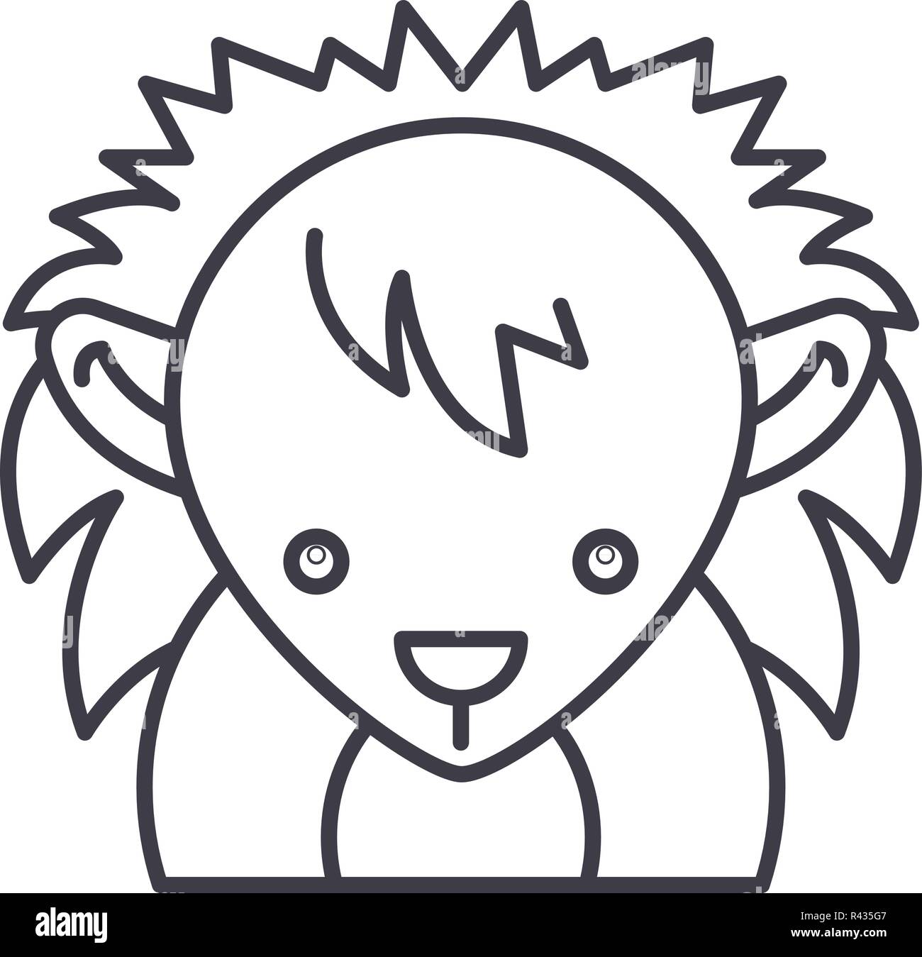 Funny hedgehog line icon concept. Funny hedgehog vector linear ...