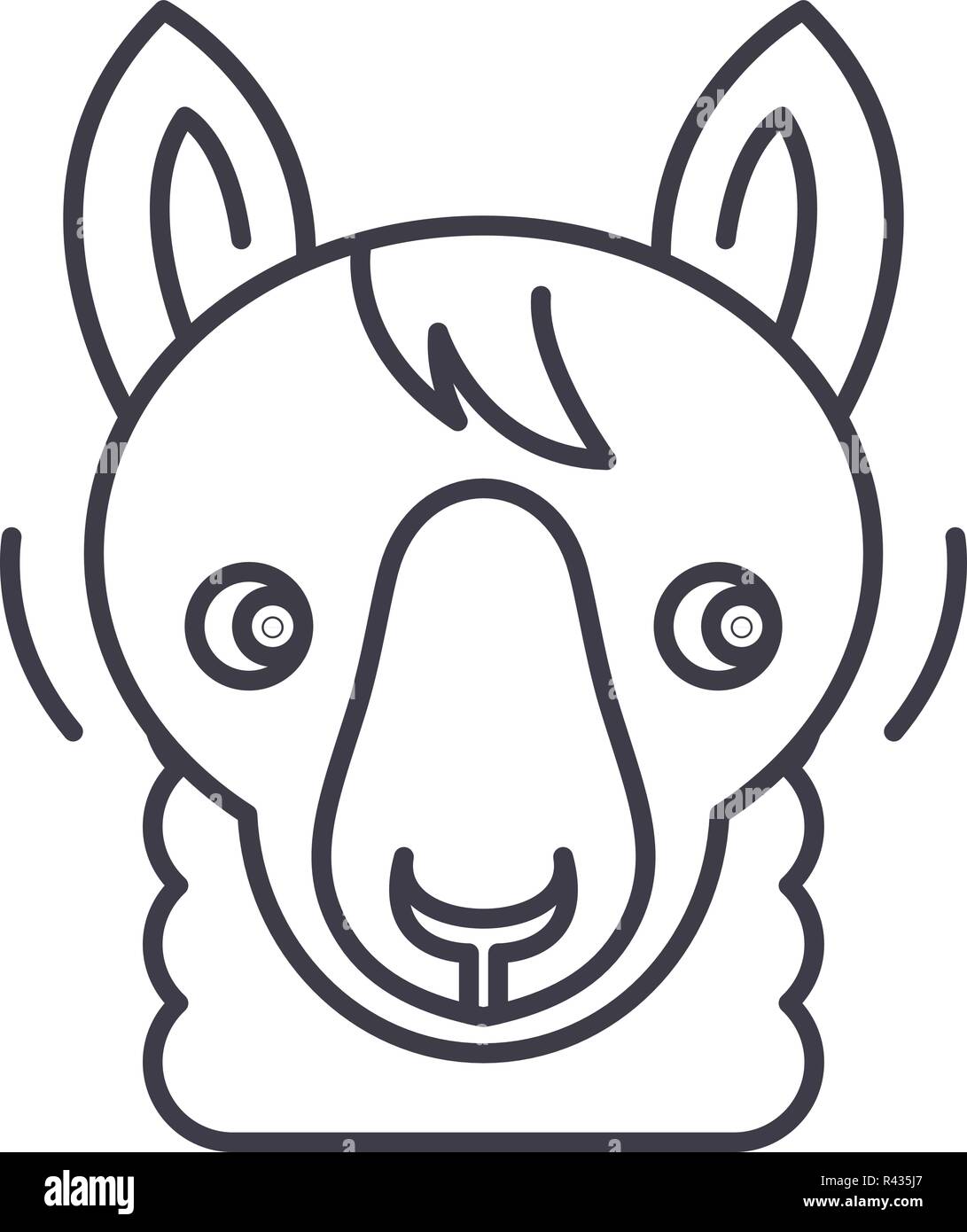 Funny llama line icon concept. Funny llama vector linear illustration ...