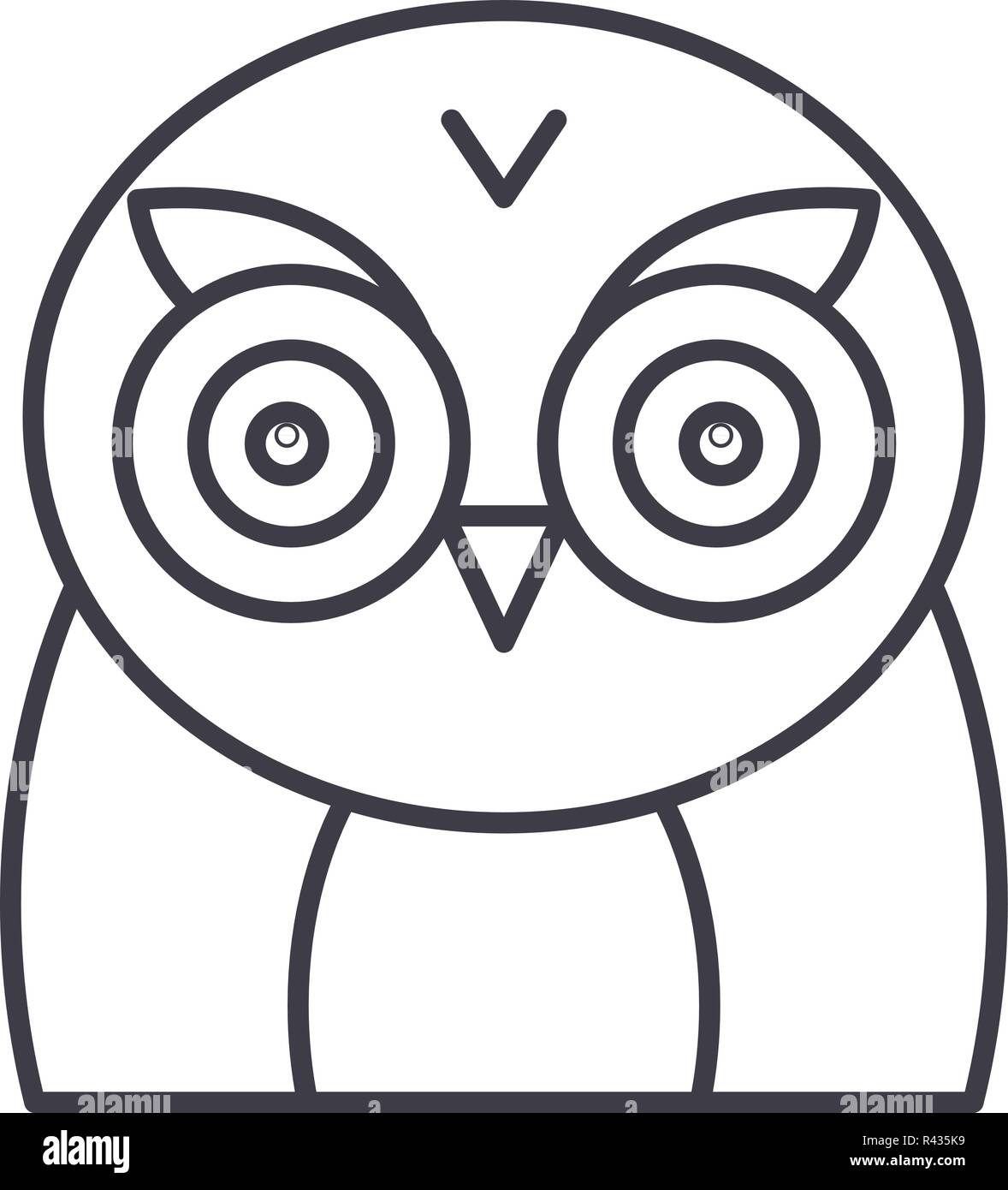Funny owl line icon concept. Funny owl vector linear illustration ...