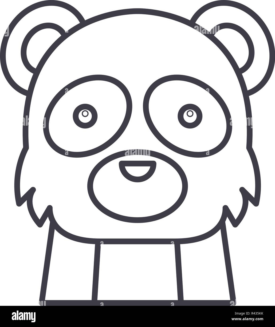 Funny panda line icon concept. Funny panda vector linear illustration ...