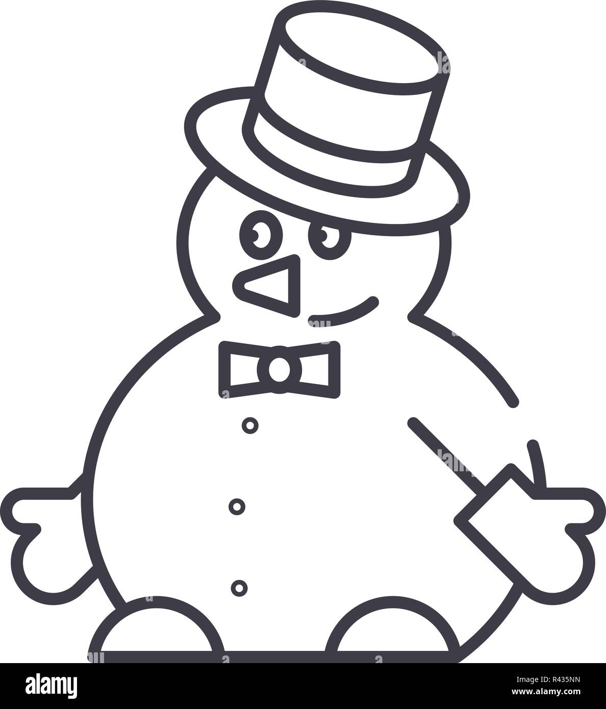 Funny snowman line icon concept. Funny snowman vector linear ...