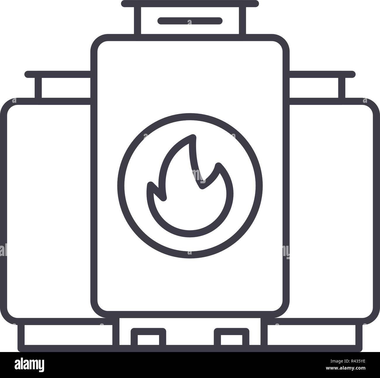 Gas boiler line icon concept. Gas boiler vector linear illustration ...