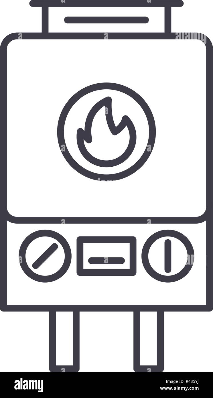 Gas heating line icon concept. Gas heating vector linear illustration ...