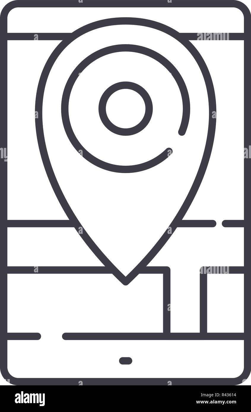 Geolocation line icon concept. Geolocation vector linear illustration ...