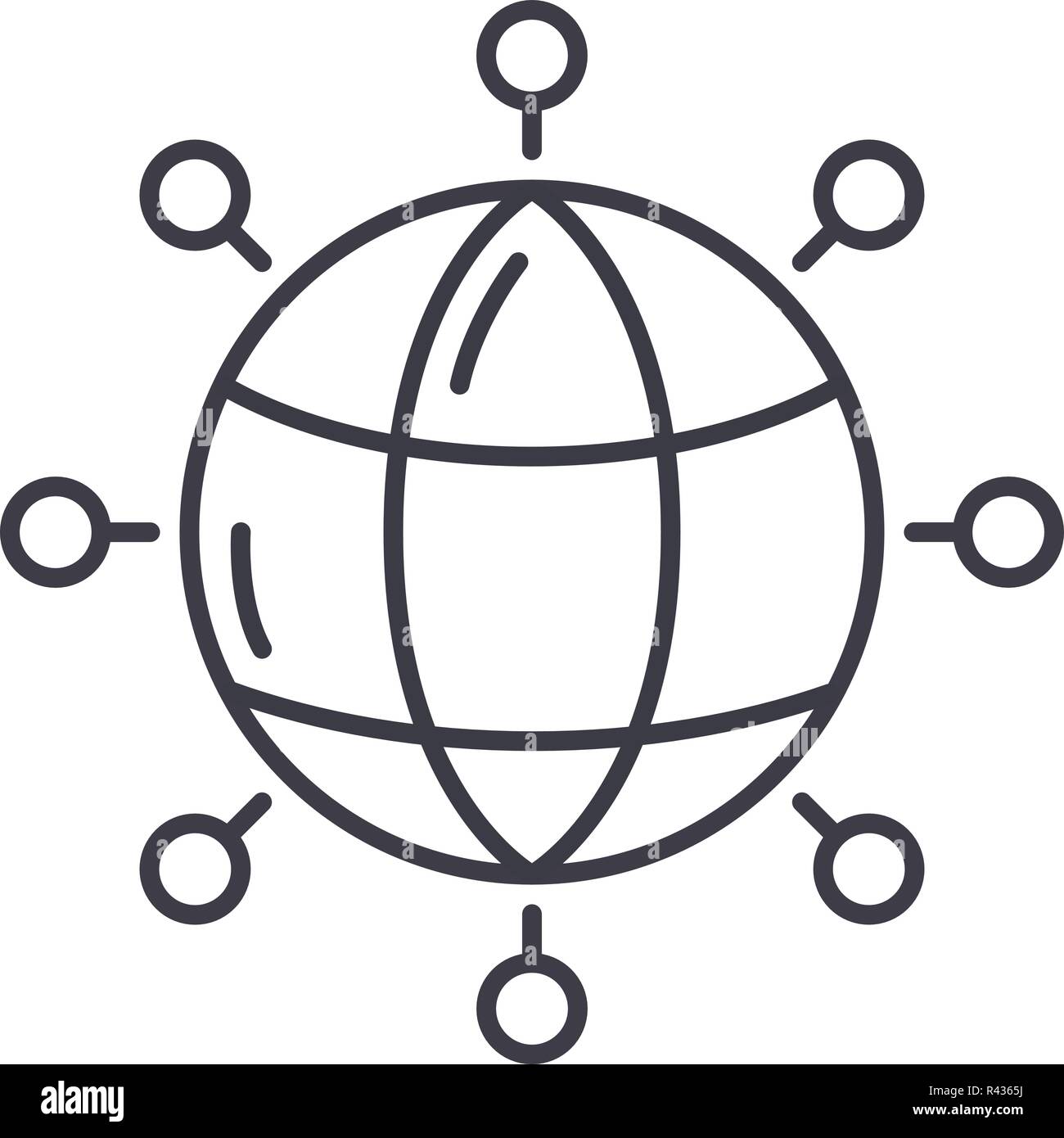Global connections line icon concept. Global connections vector linear ...