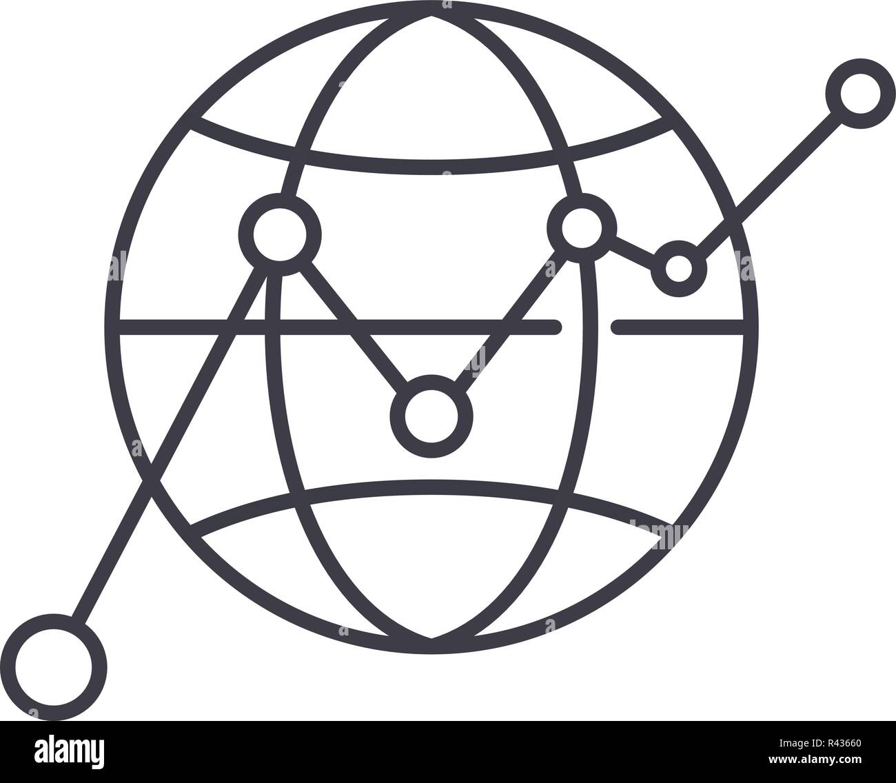 Global growth line icon concept. Global growth vector linear ...