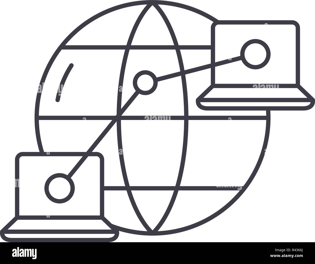 Global network line icon concept. Global network vector linear ...
