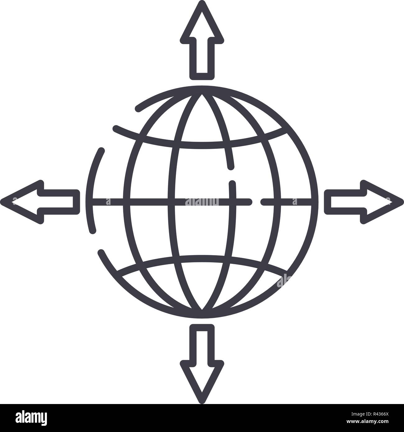 Global sales channels line icon concept. Global sales channels vector ...