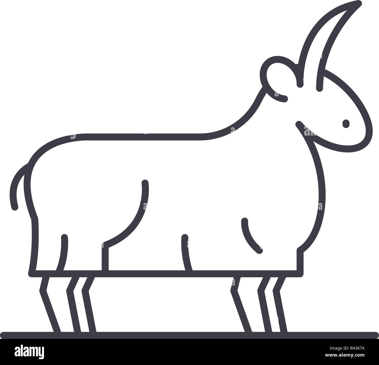 Goat line icon concept. Goat vector linear illustration, symbol, sign ...