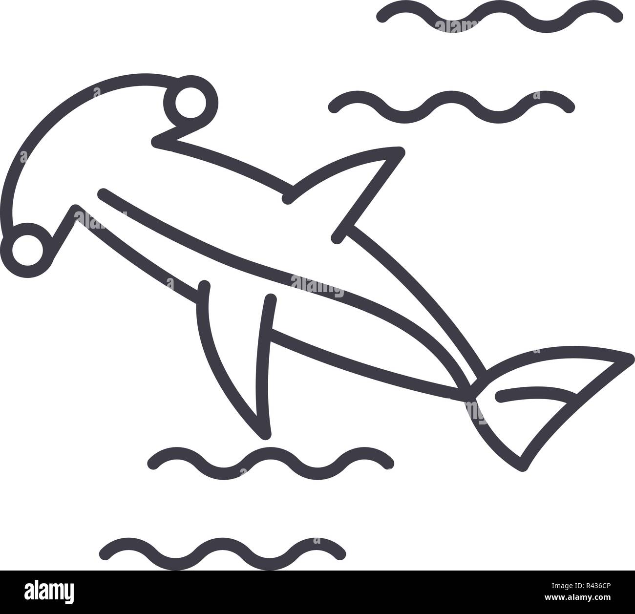 Hammer fish line icon concept. Hammer fish vector linear illustration ...