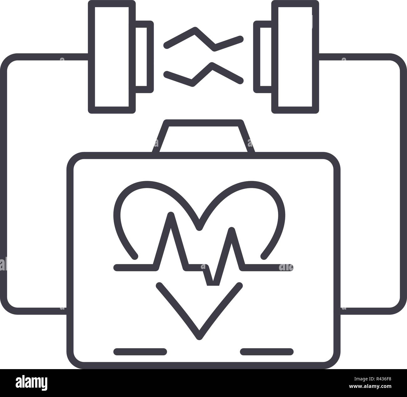 Heart stimulation line icon concept. Heart stimulation vector linear ...