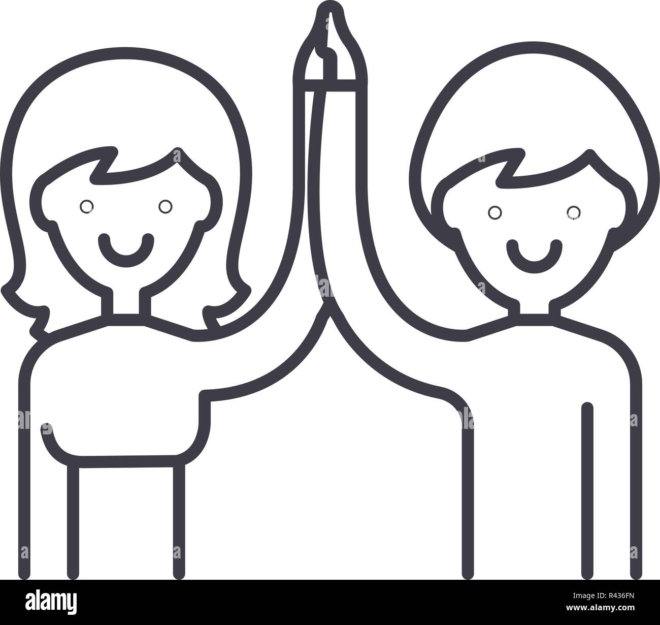 High five line icon concept. High five vector linear illustration ...