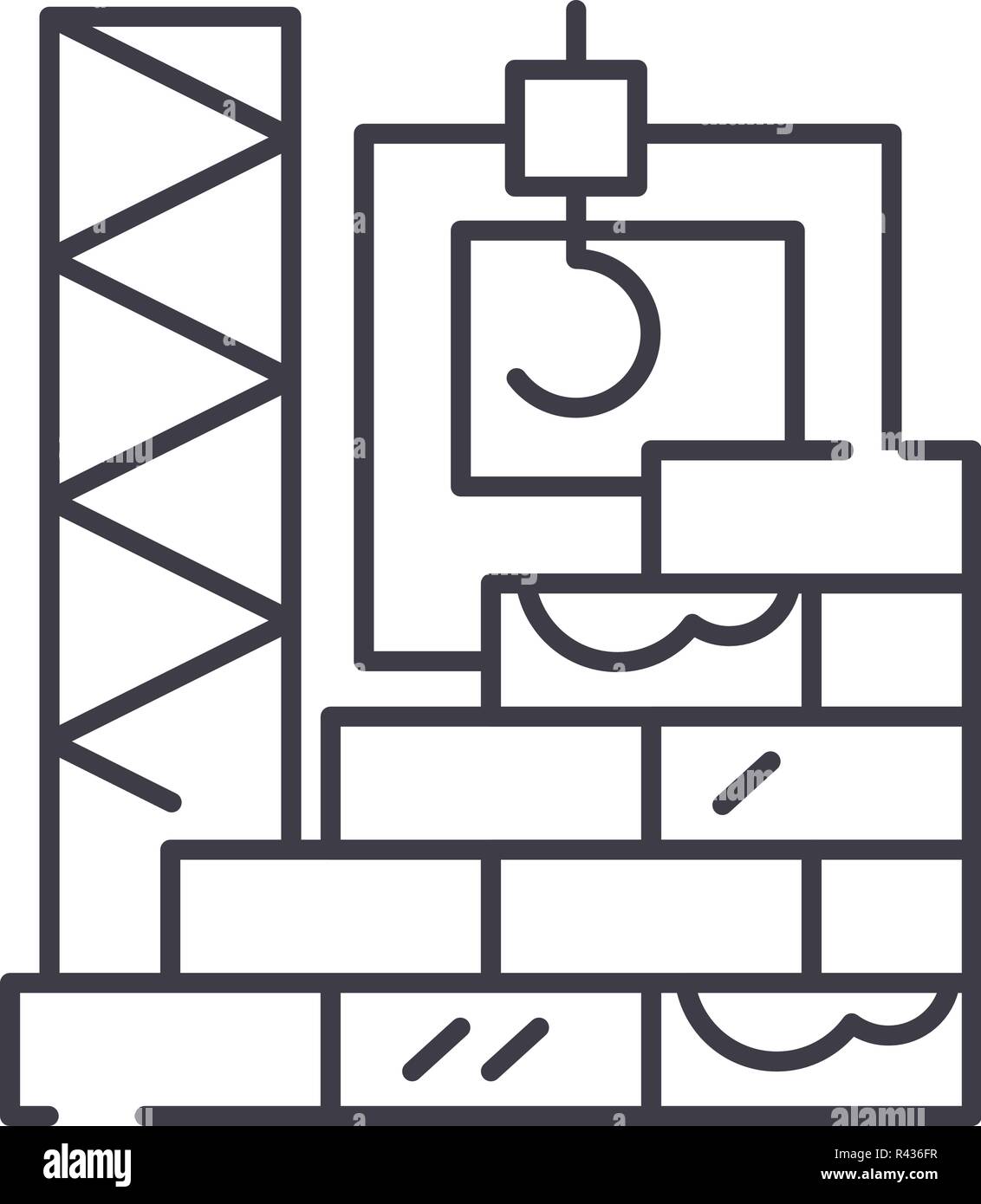 High rise construction line icon concept. High rise construction vector ...