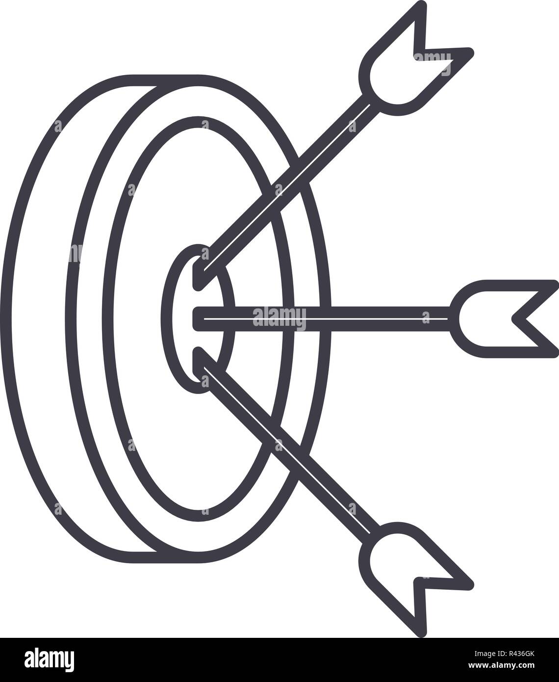 Hit the mark line icon concept. Hit the mark vector linear illustration ...