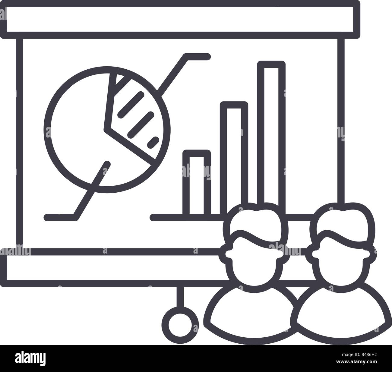 Holding focus group line icon concept. Holding focus group vector ...