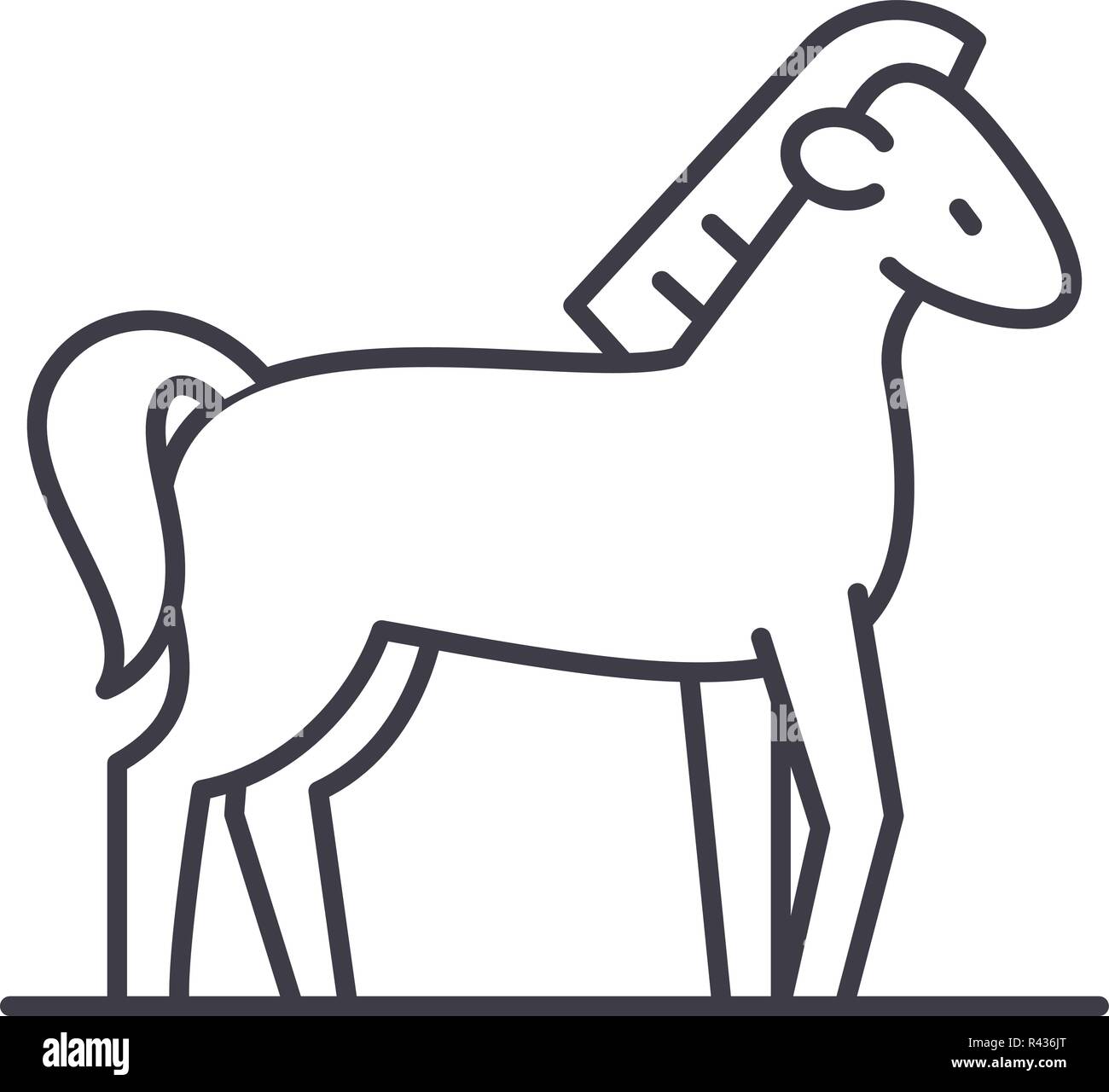 Horse line icon concept. Horse vector linear illustration, symbol, sign ...