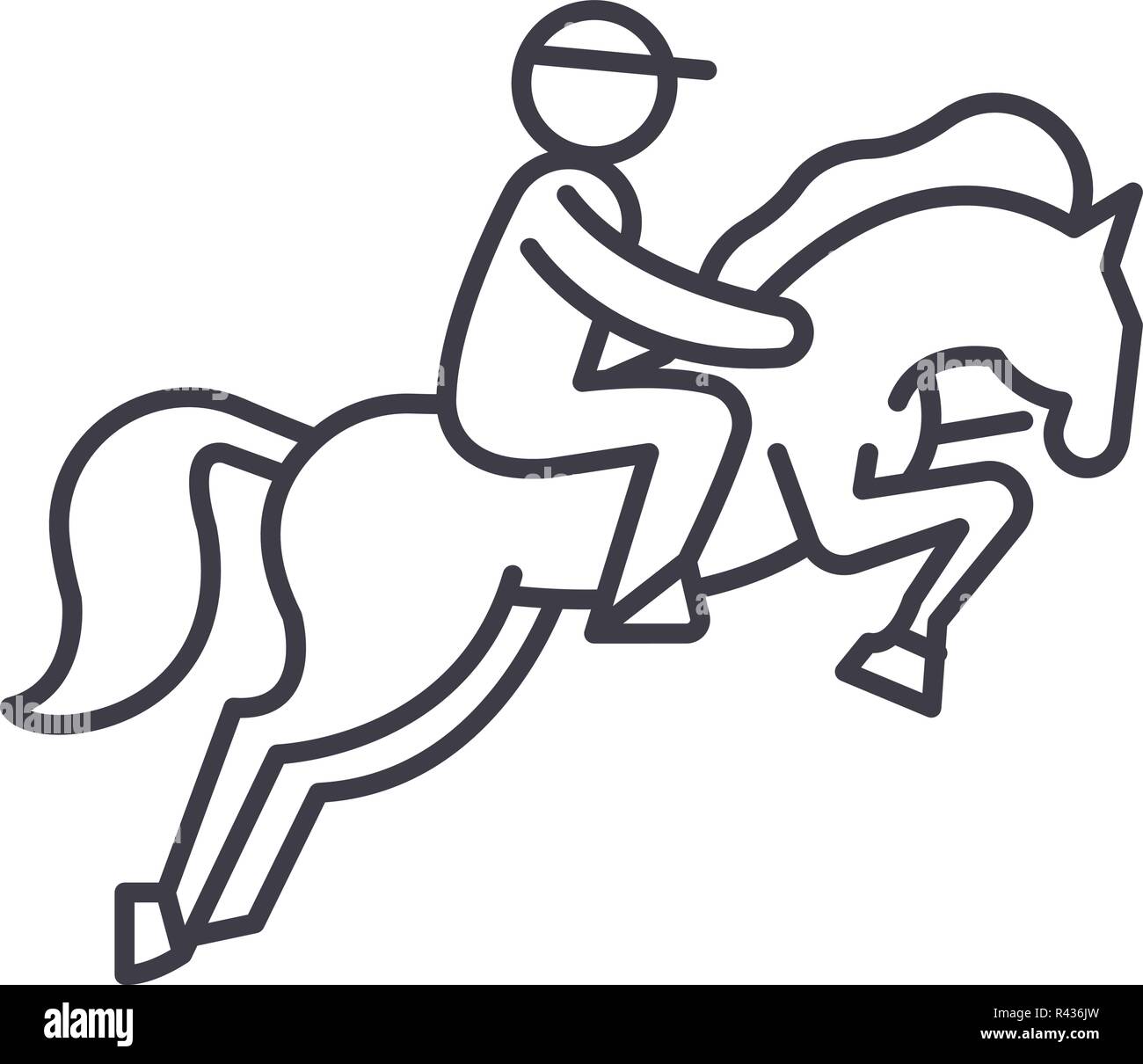 Horse racing line icon concept. Horse racing vector linear illustration ...