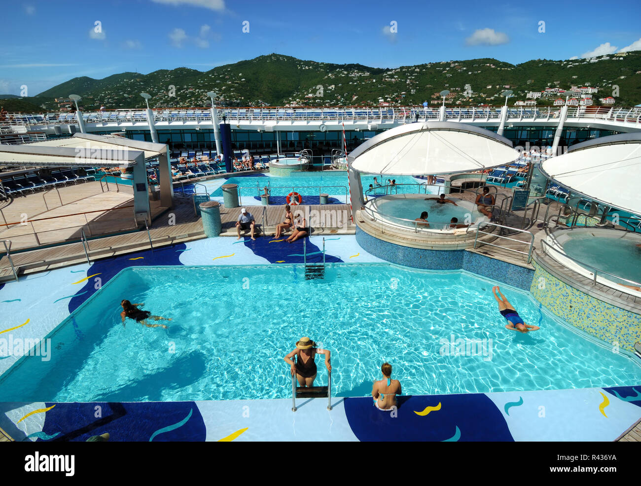 The pool deck on Royal Caribbean's Adventure of the Seas cruise ship ...