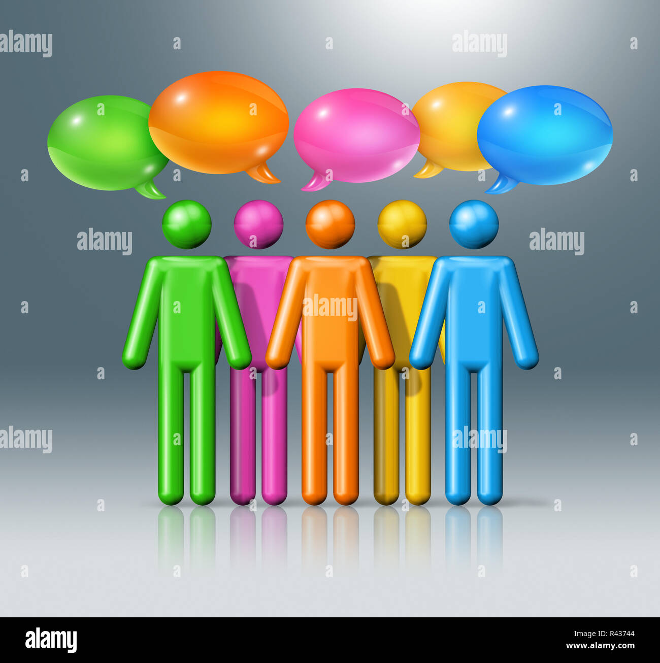 group of stick figures people with speech bubbles Stock Photo - Alamy