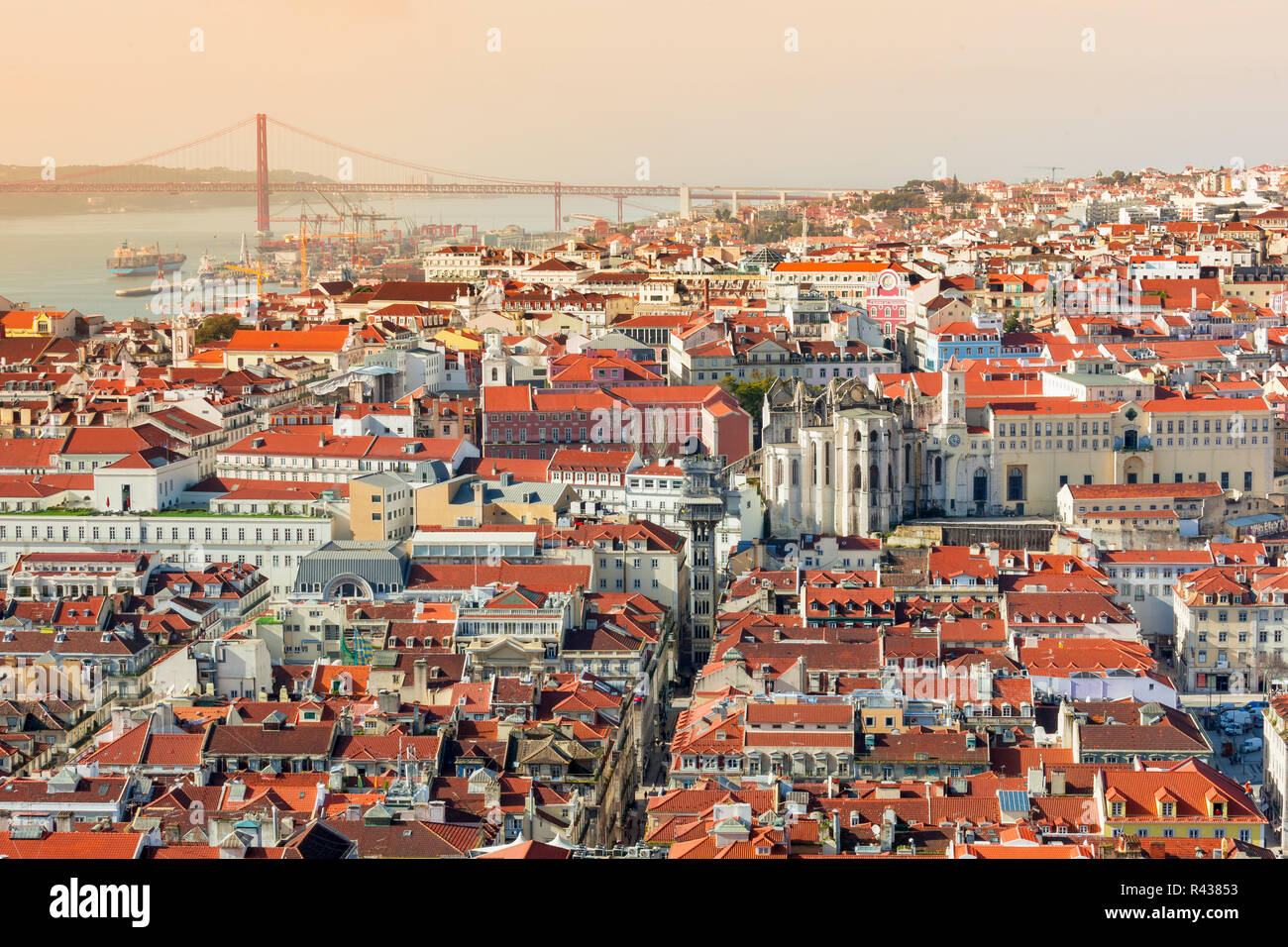 Lisbon, view from the castle Stock Photo - Alamy