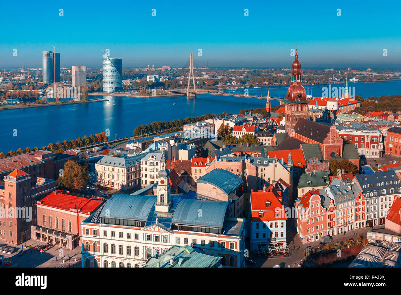 Aerial view of Old Town and Daugava, Riga, Latvia Stock Photo - Alamy