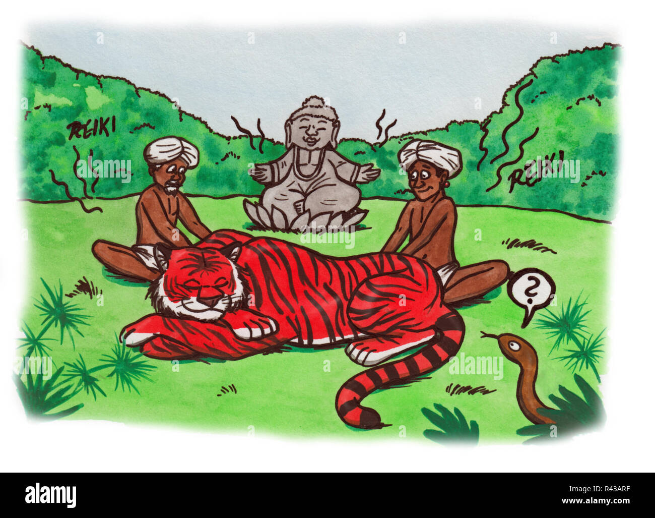 indian men giving a tiger reiki Stock Photo - Alamy