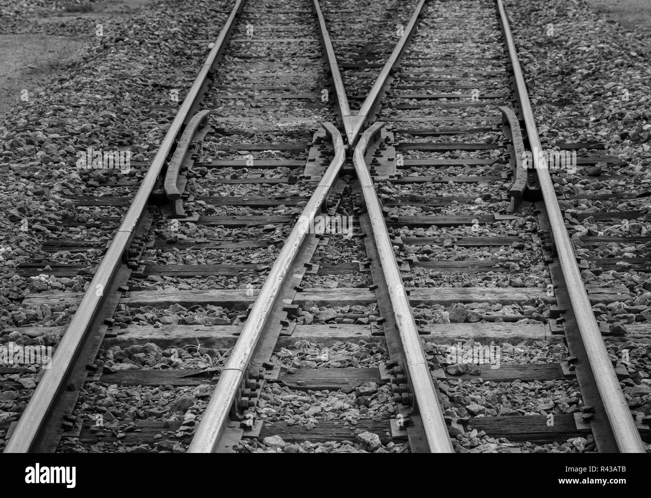 Old railway track path Black and White Stock Photos & Images - Alamy
