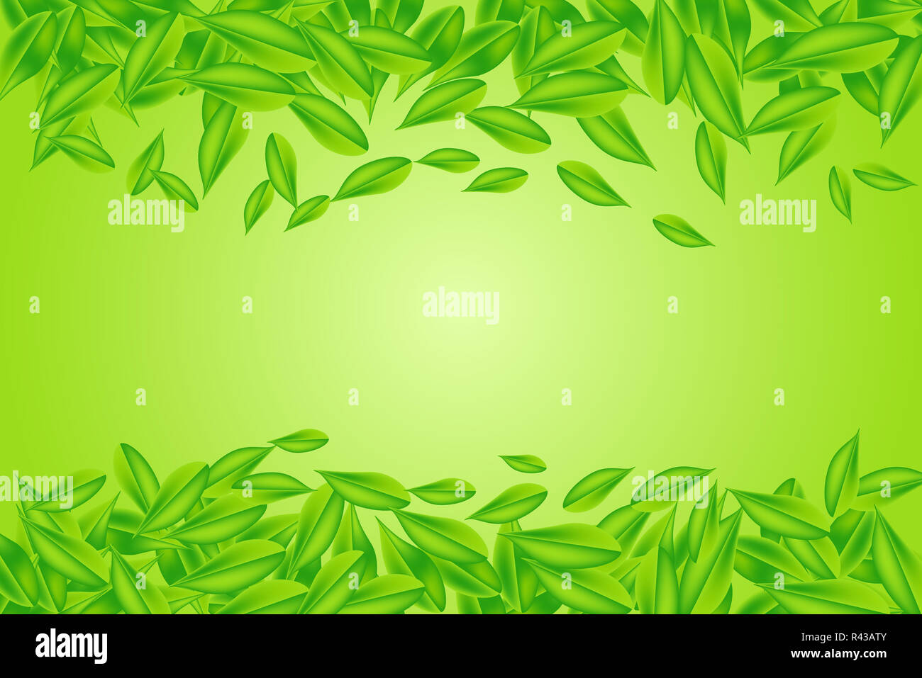 Falling green leaves background Stock Photo - Alamy