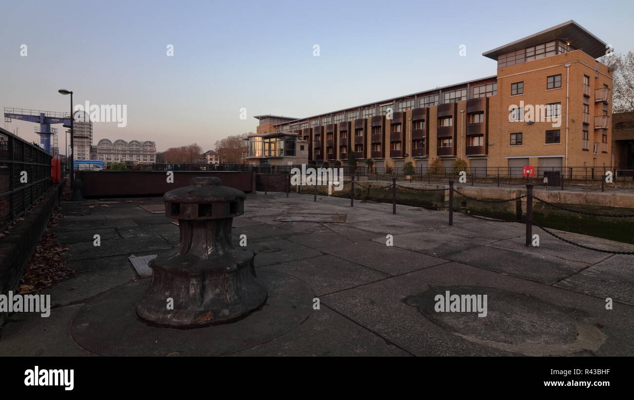 South Dock Marina down in riverside in London. Autumn. Early November ...