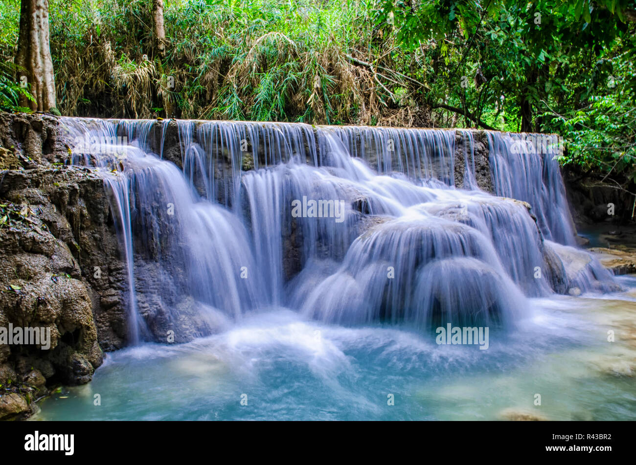 Waterfall in Laos on a Day Trip from Luang Prabang, Laos Stock Photo ...