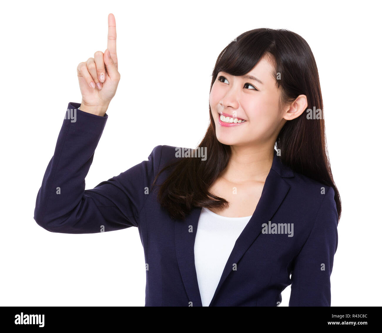 Asian Businesswoman showing finger up Stock Photo - Alamy