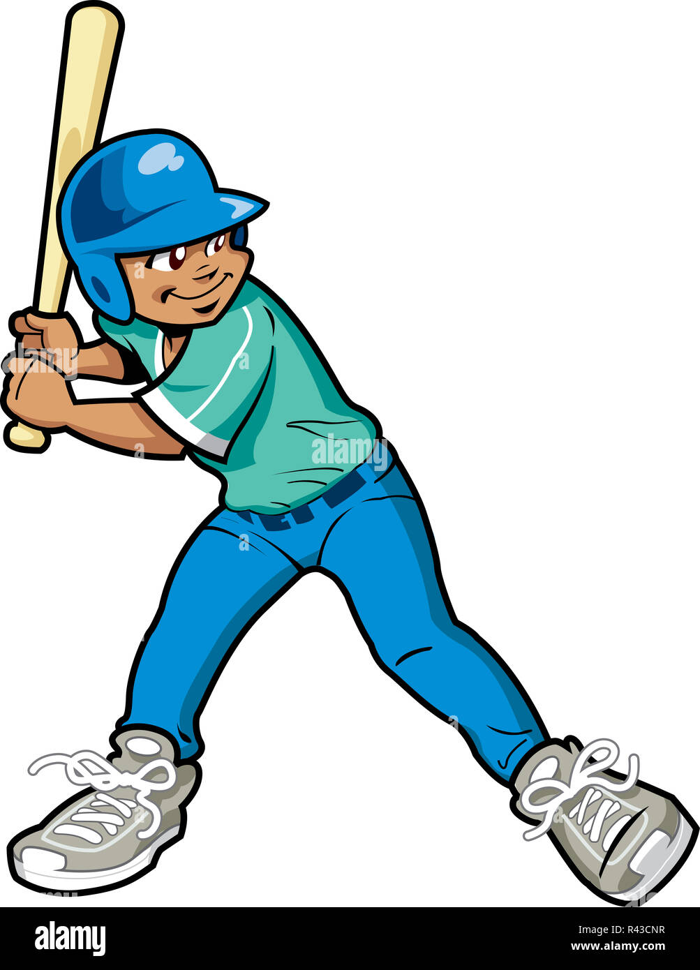Cartoon Illustration Boy Playing Baseball High Resolution Stock ...